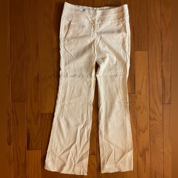 bebe | Pants & Jumpsuits | Bebe White Rib Striped Open Side Pocket ...